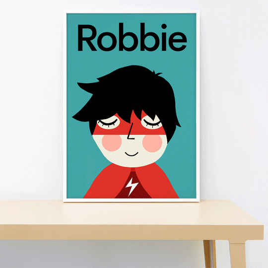 Personalised Kids Superhero Portrait Wall Art | Custom Name Print ...
