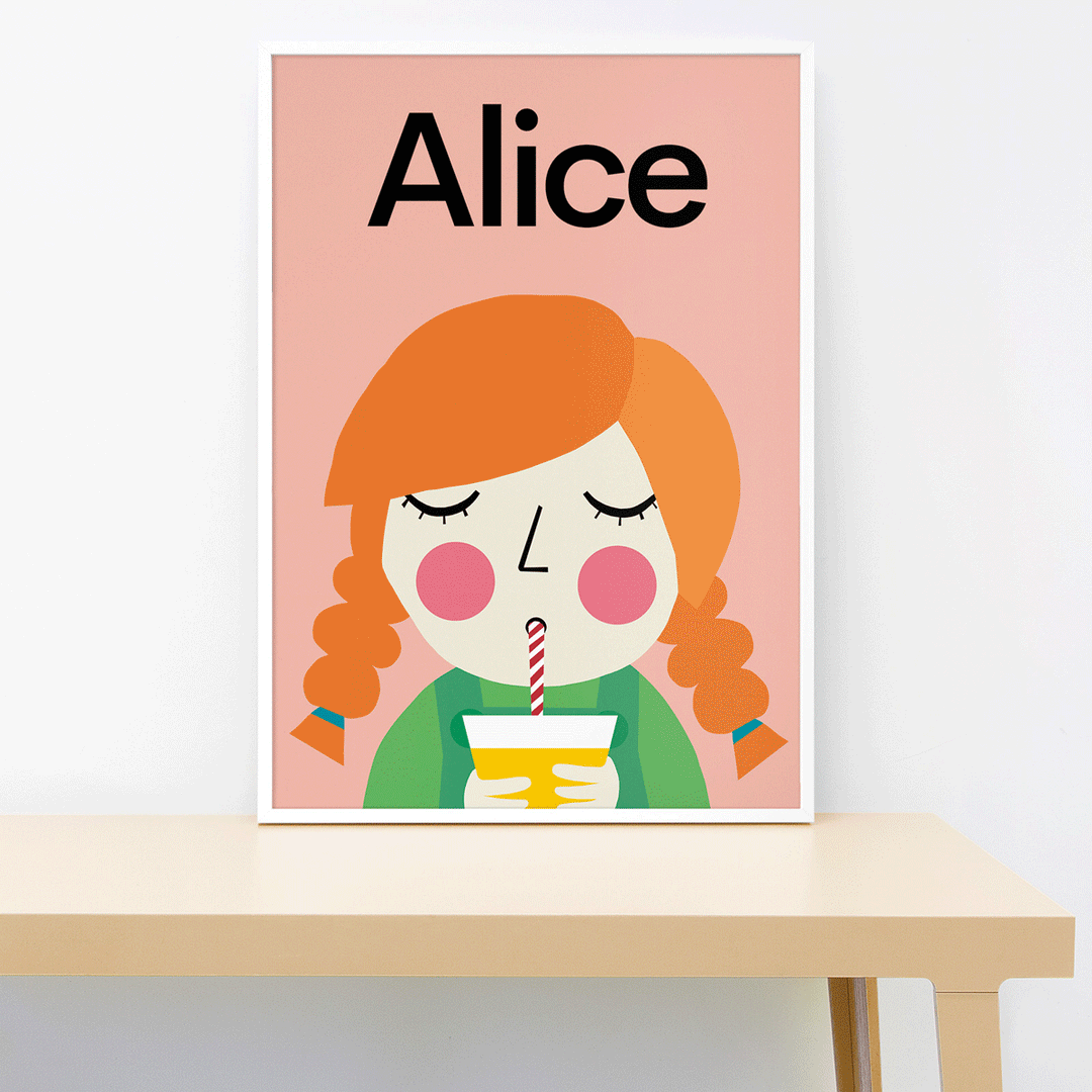 Personalised Kids Portrait Wall Art | Custom Name Print | Lorna Freytag ...